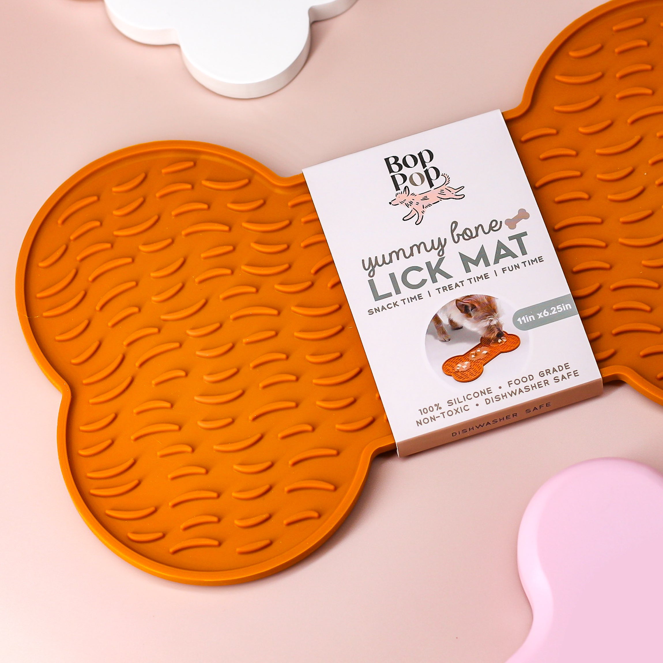 Lick Mat for Dogs + Cats | Yummy Bone Mat in Butterscotch – Boppoppets